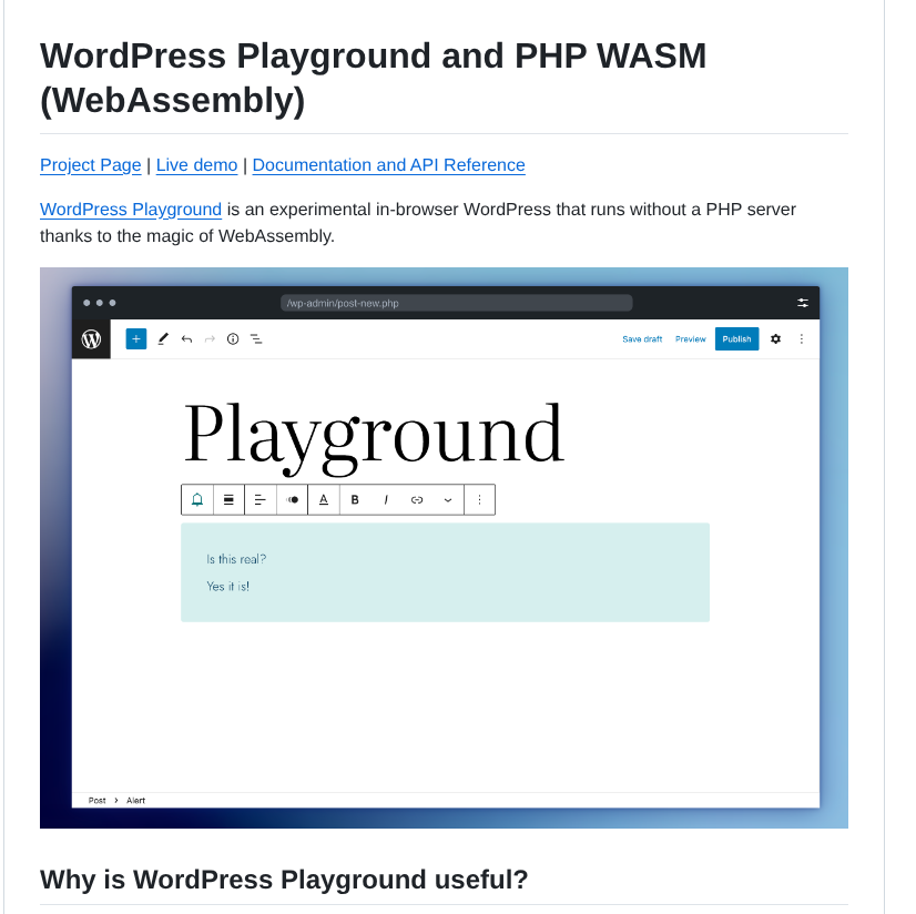 Wordpress Wordpress Playground | Repository Showcase