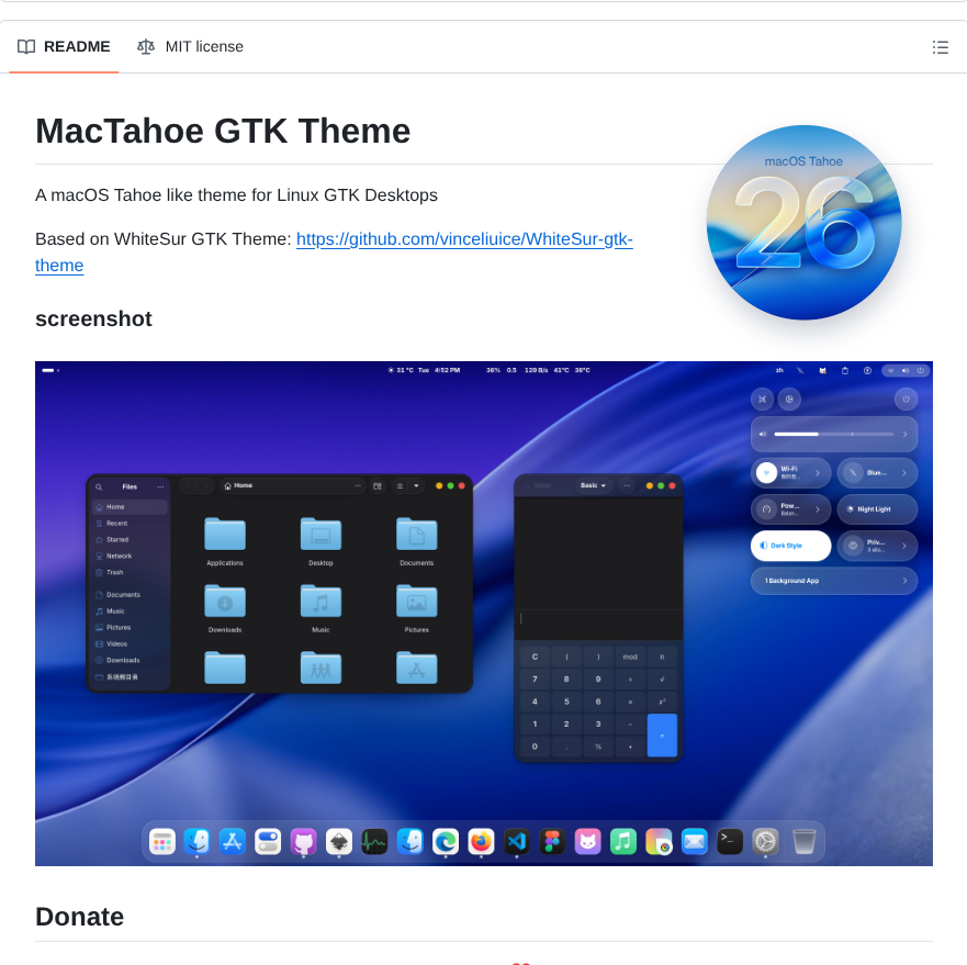 Vinceliuice Mactahoe Gtk Theme | Repository Showcase